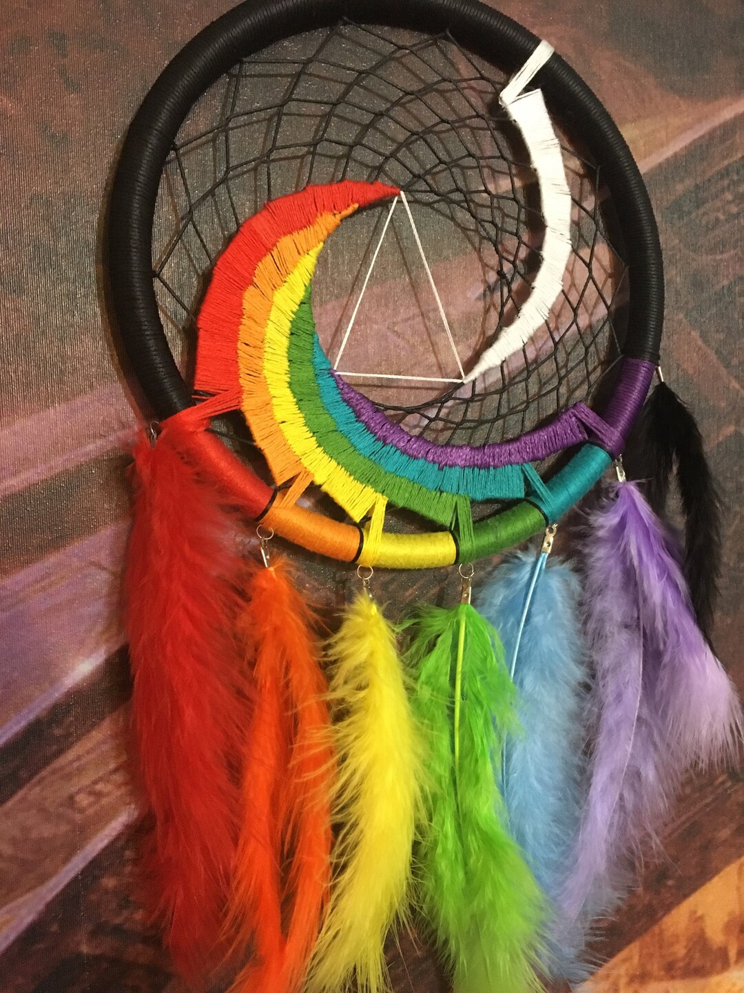 Rainbow Dreamcatcher: Pink Floyd Inspired Boho Wall Art - Etsy