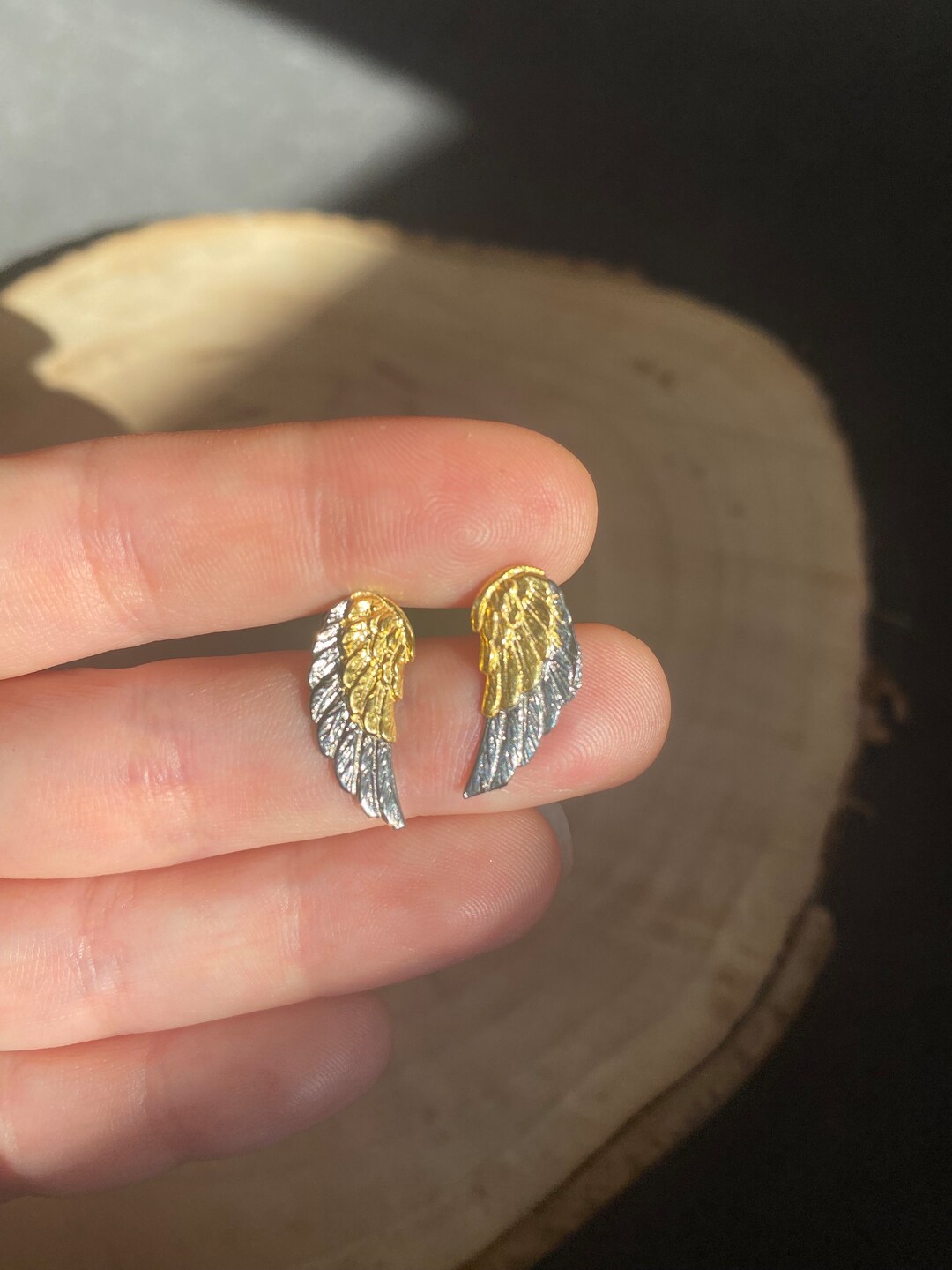 Angel Wings Stud Earrings in Sterling Silver, 925 Wings Earrings ...