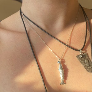 925 Sterling Silver Fish Necklace, Silver Fish Necklace, Minimal Fish ...