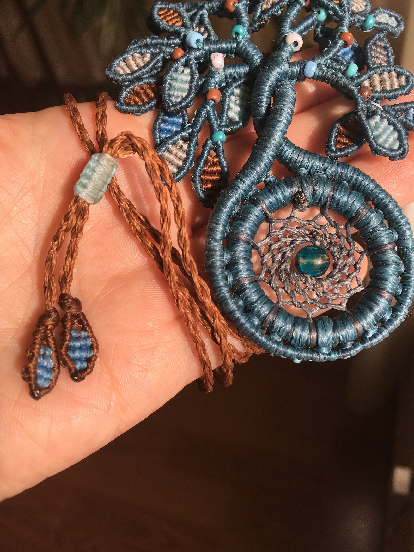 Dreamcatcher Tree of Life Macrame Necklace Tiger's Eye - Etsy