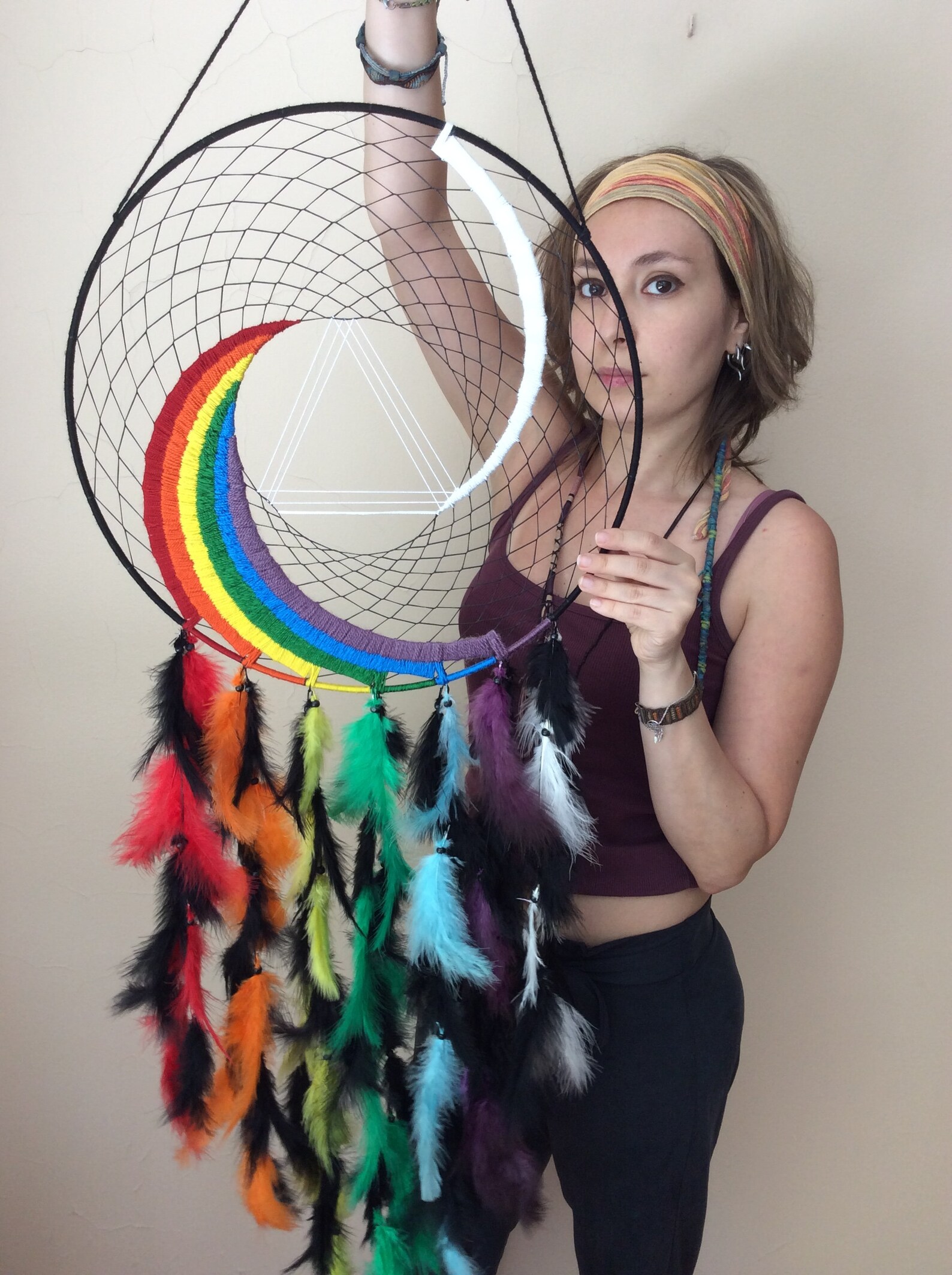 Rainbow Dreamcatcher Large Dreamcatcher Native American Wall | Etsy