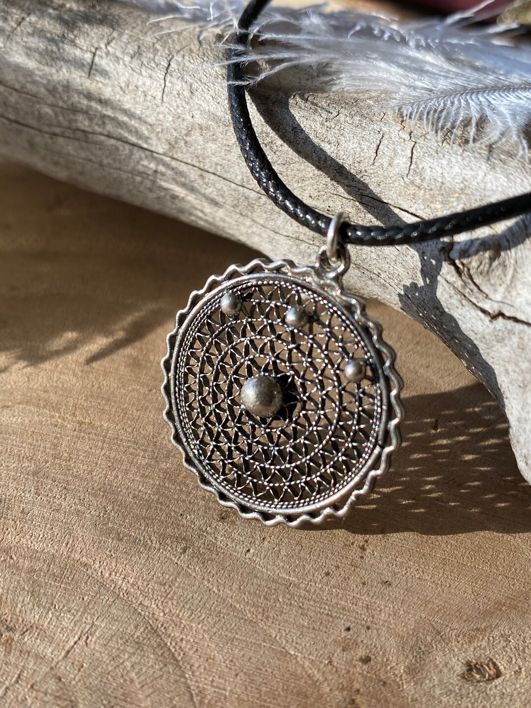 Sterling Silver Filigree Necklace: Turkish Telkari Pendant, Adjustable ...