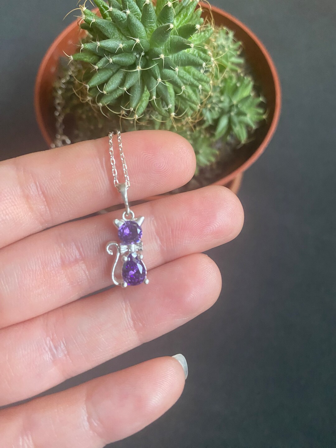 925 Sterling Silver Cat Necklace, Silver Cat Necklace, Cat Jewelry, Cat ...