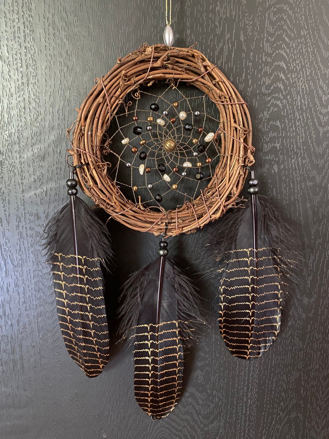Black Dreamcatcher With Pearls, Native Americans Decor, Dream Catchers ...