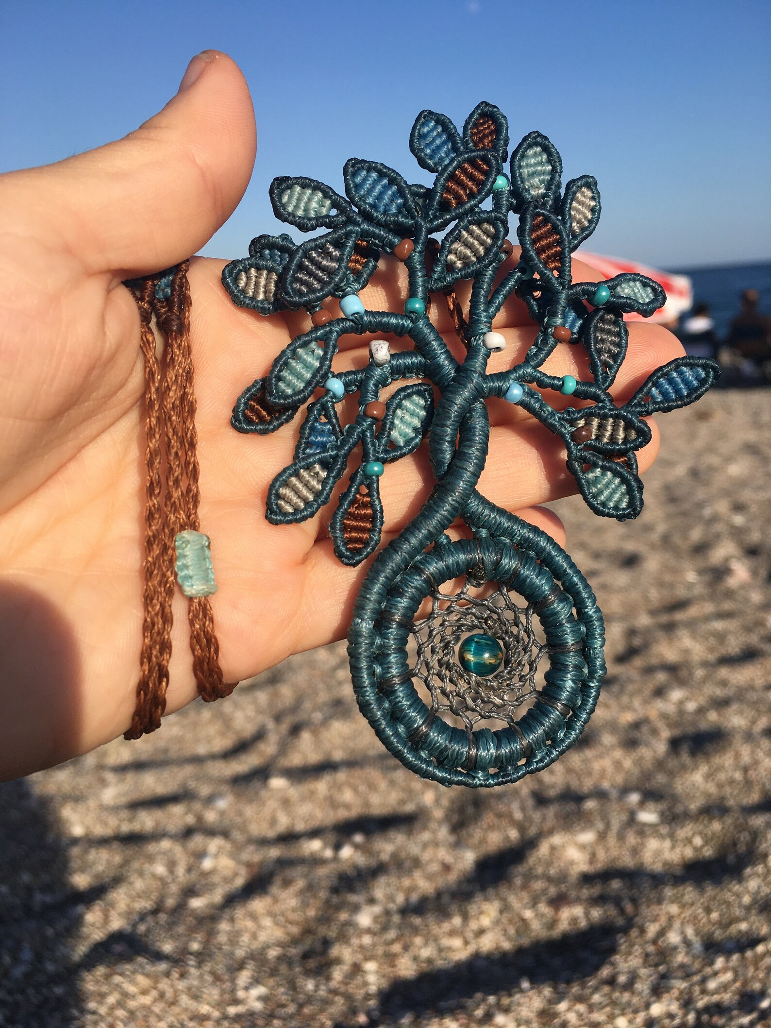 Dreamcatcher Tree of Life Macrame Necklace Tiger's Eye - Etsy