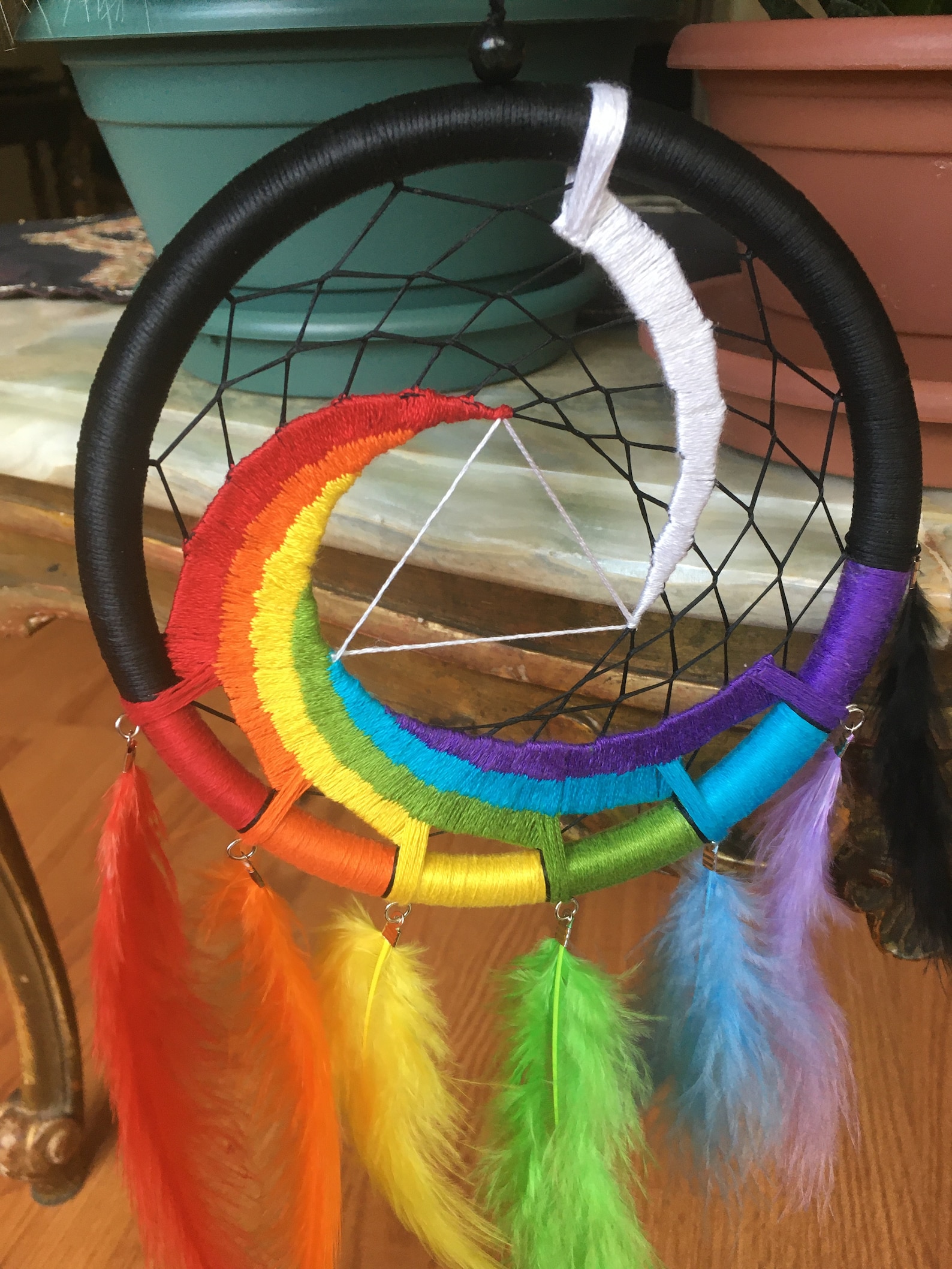 Rainbow Dreamcatcher: Pink Floyd Inspired Boho Wall Art - Etsy