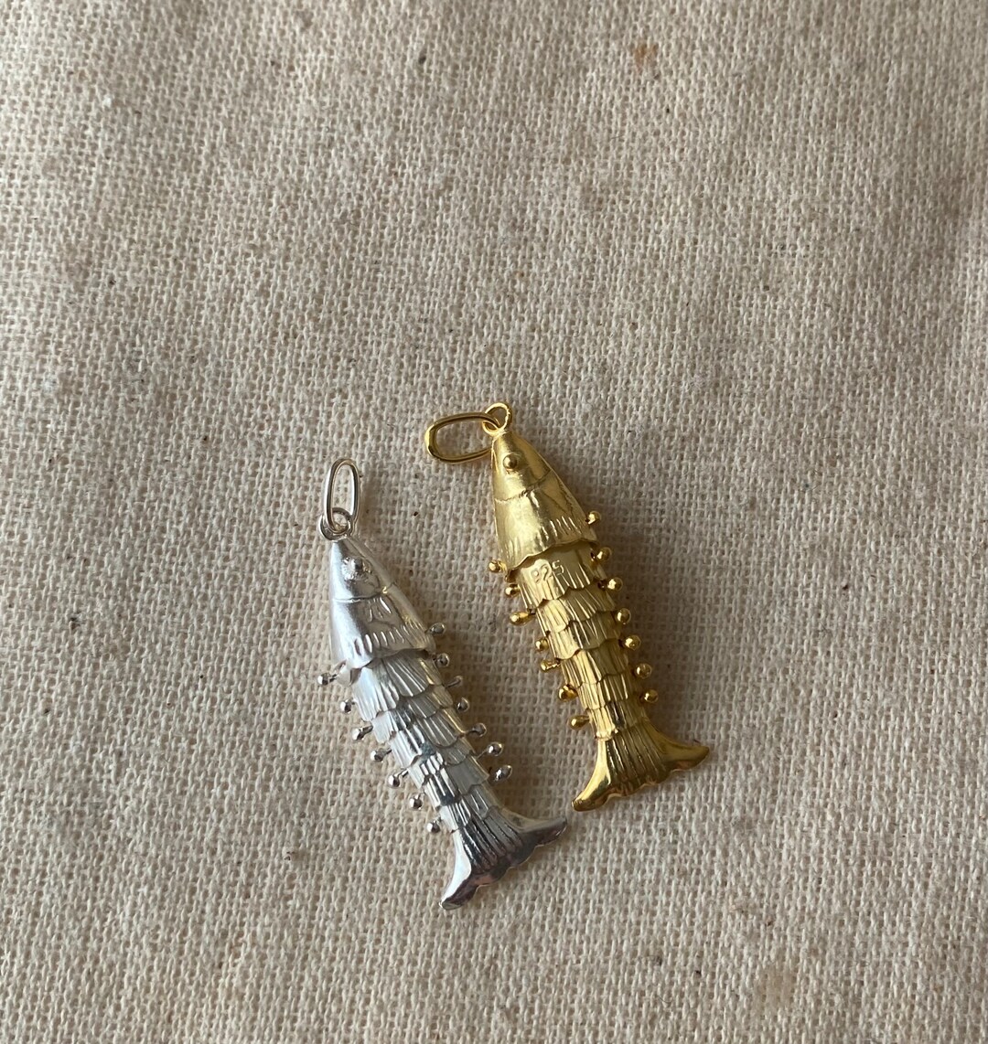 3D Movable Fish Sterling Silver Pendant, Silver Fish Pendant, 925 ...