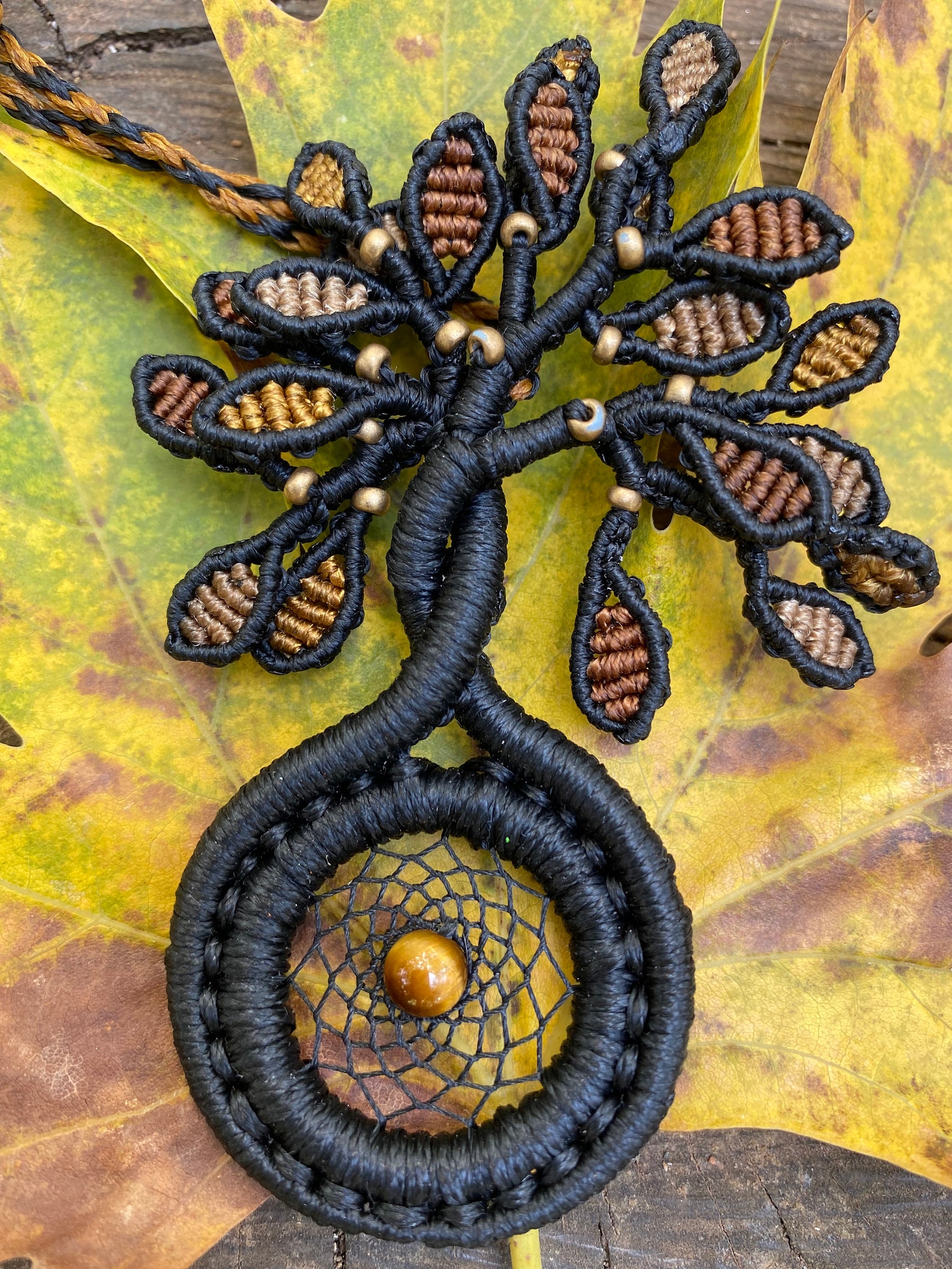 Tree of Life Macrame Necklace With Tiger's Eye Bead - Etsy
