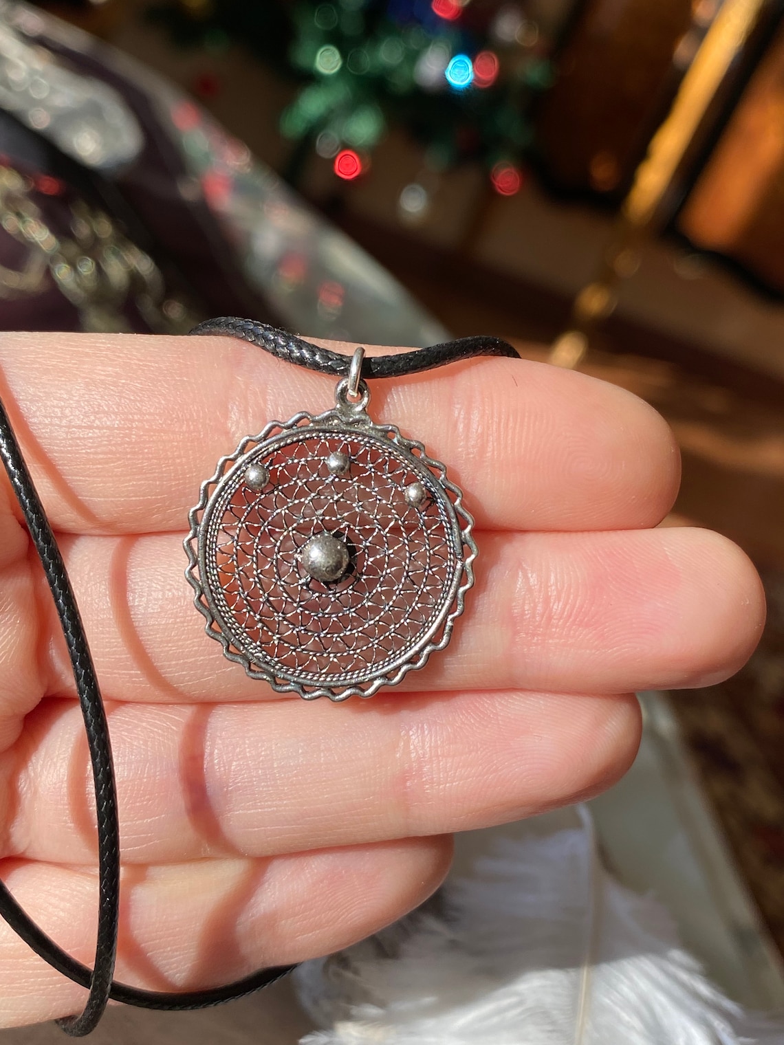 Sterling Silver Filigree Necklace: Turkish Telkari Pendant, Adjustable ...