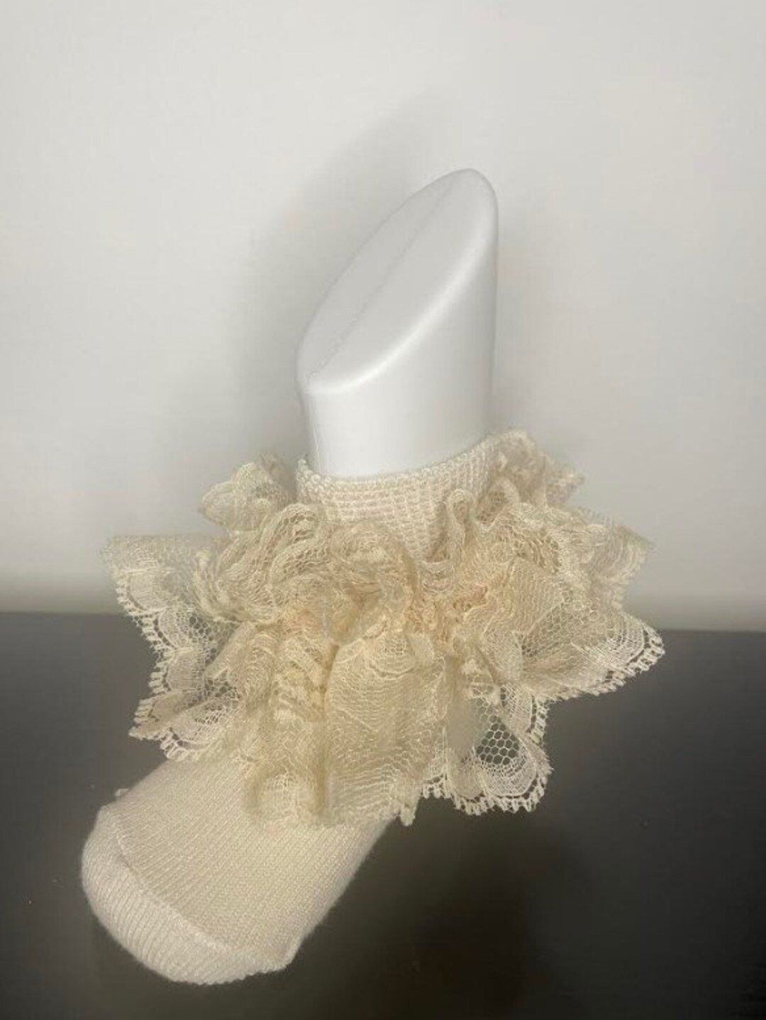 Aniya Rose Beige Lace Ruffle Socks - Etsy