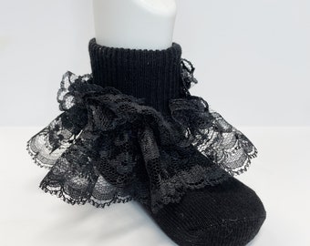 Black Ruffle Socks - Etsy