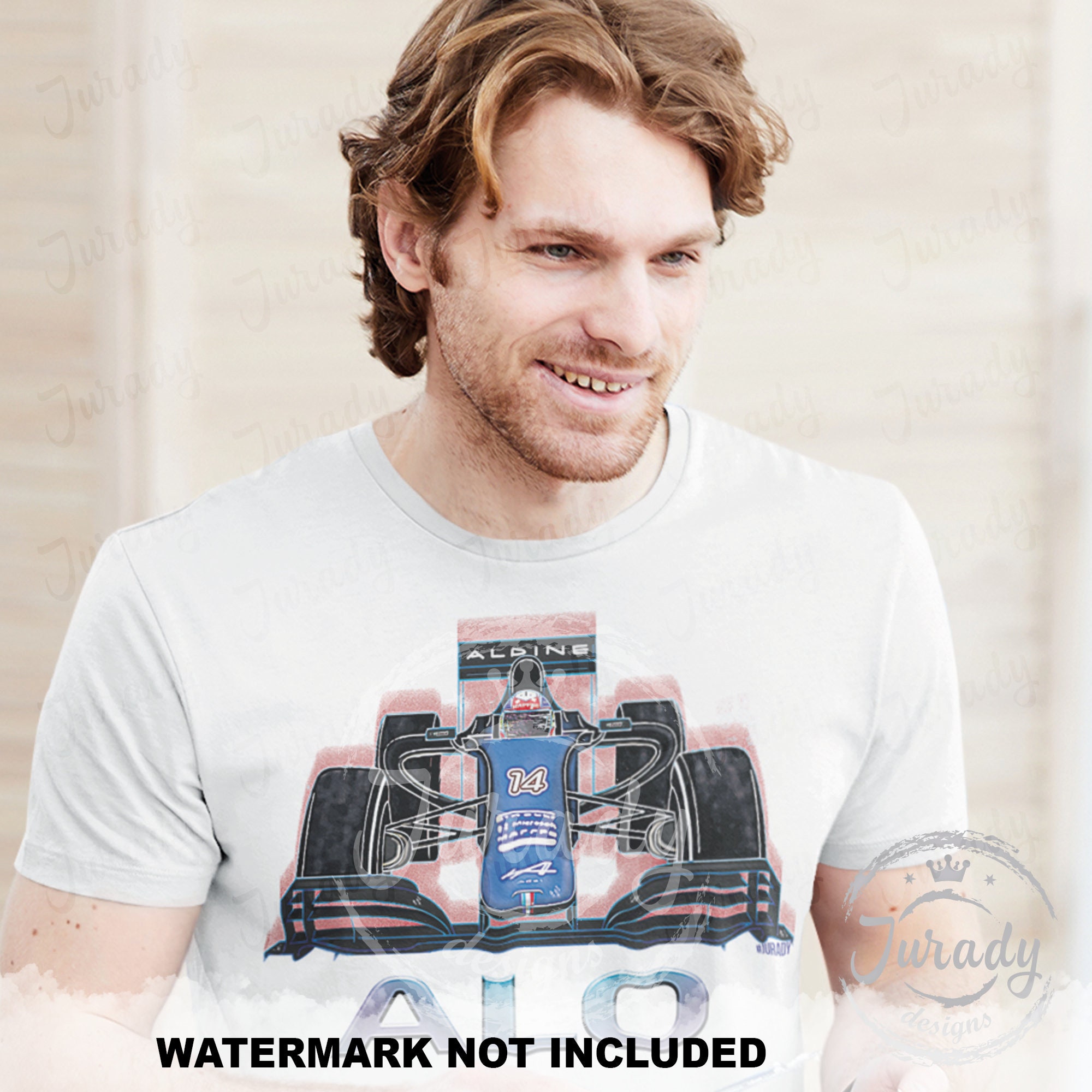 Fernando Alonso 2021 F1 Formula One Racing Car Alpine White T-shirt ...