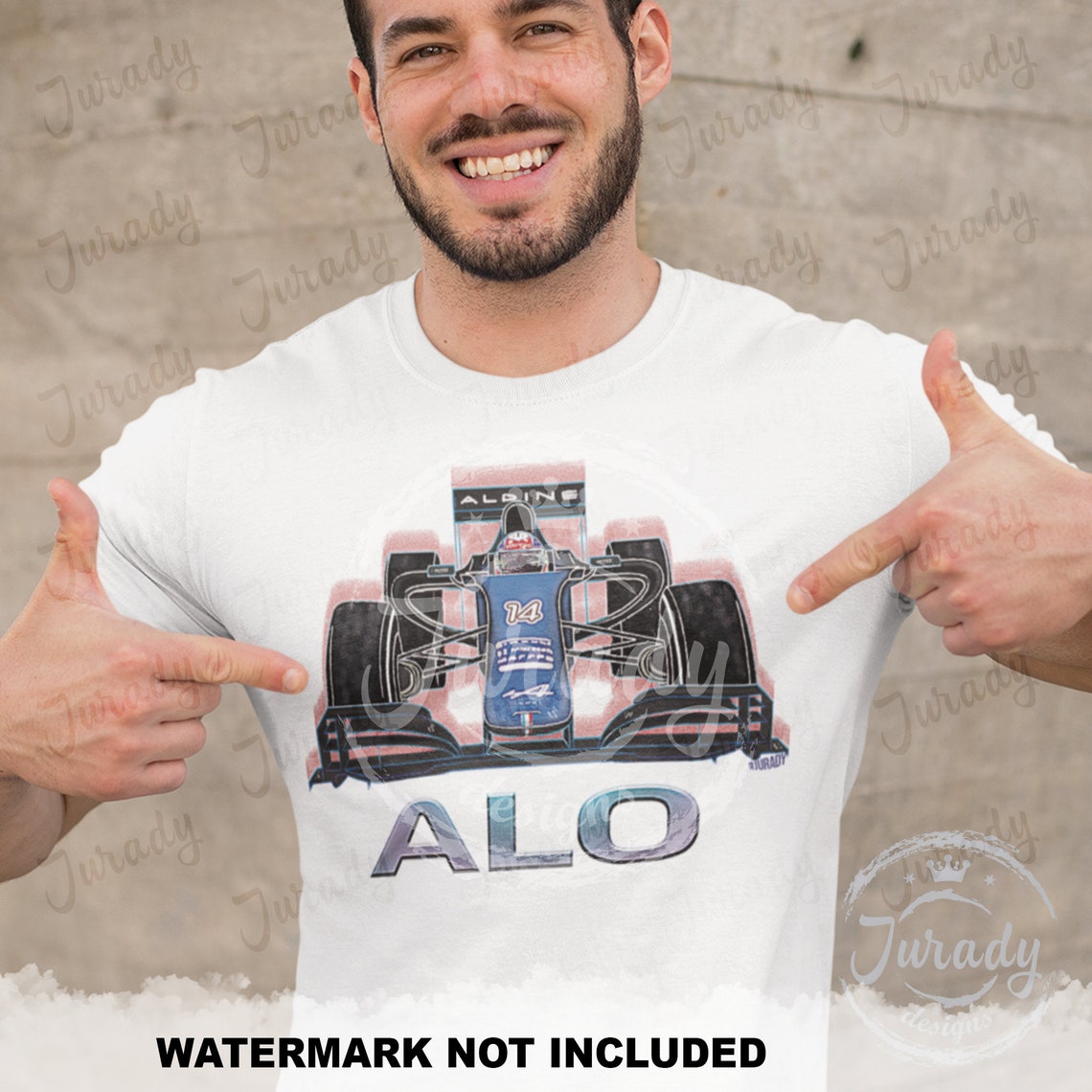 Fernando Alonso 2021 F1 Formula One Racing Car Alpine White T-shirt ...