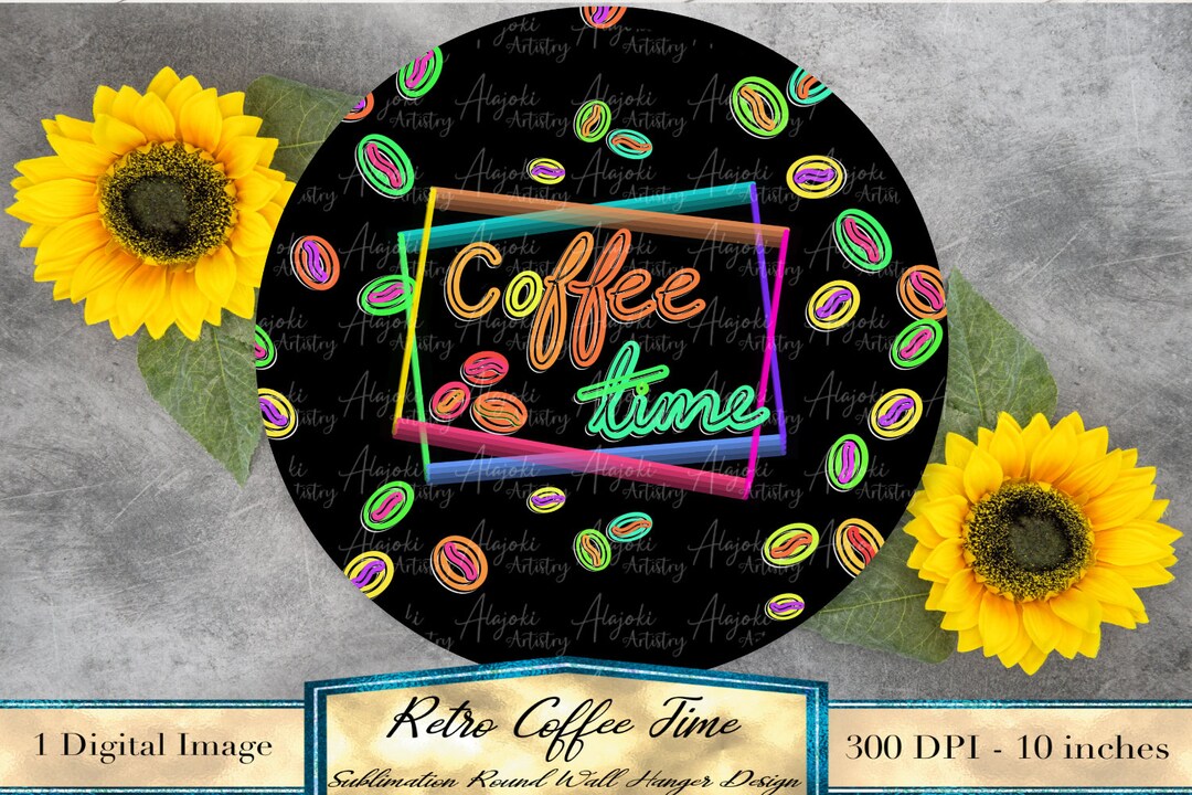Diseño de letrero de sublimación redondo/café retro - Etsy México