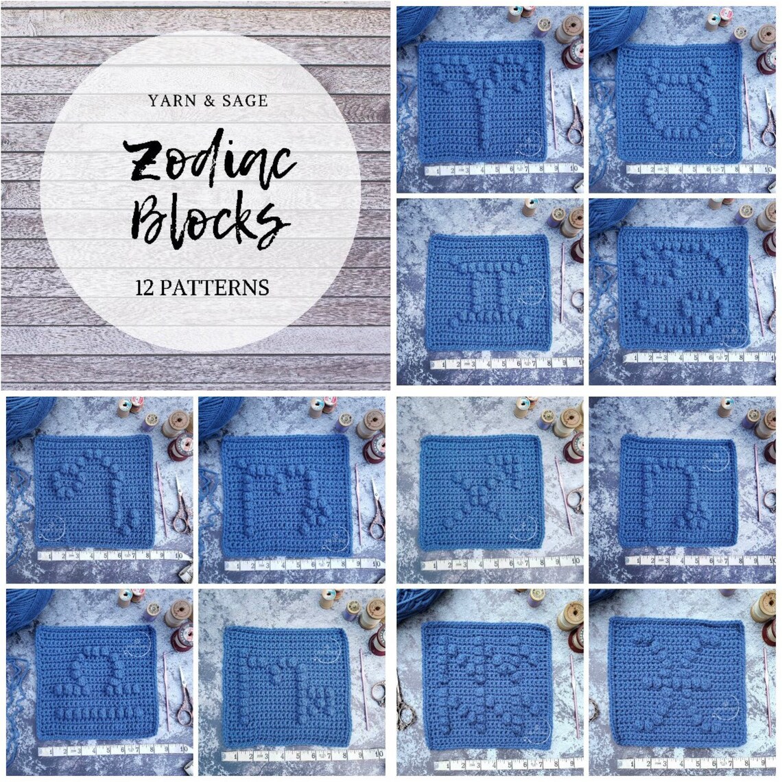 Zodiac Blocks PDF Crochet Pattern Bundle - Etsy