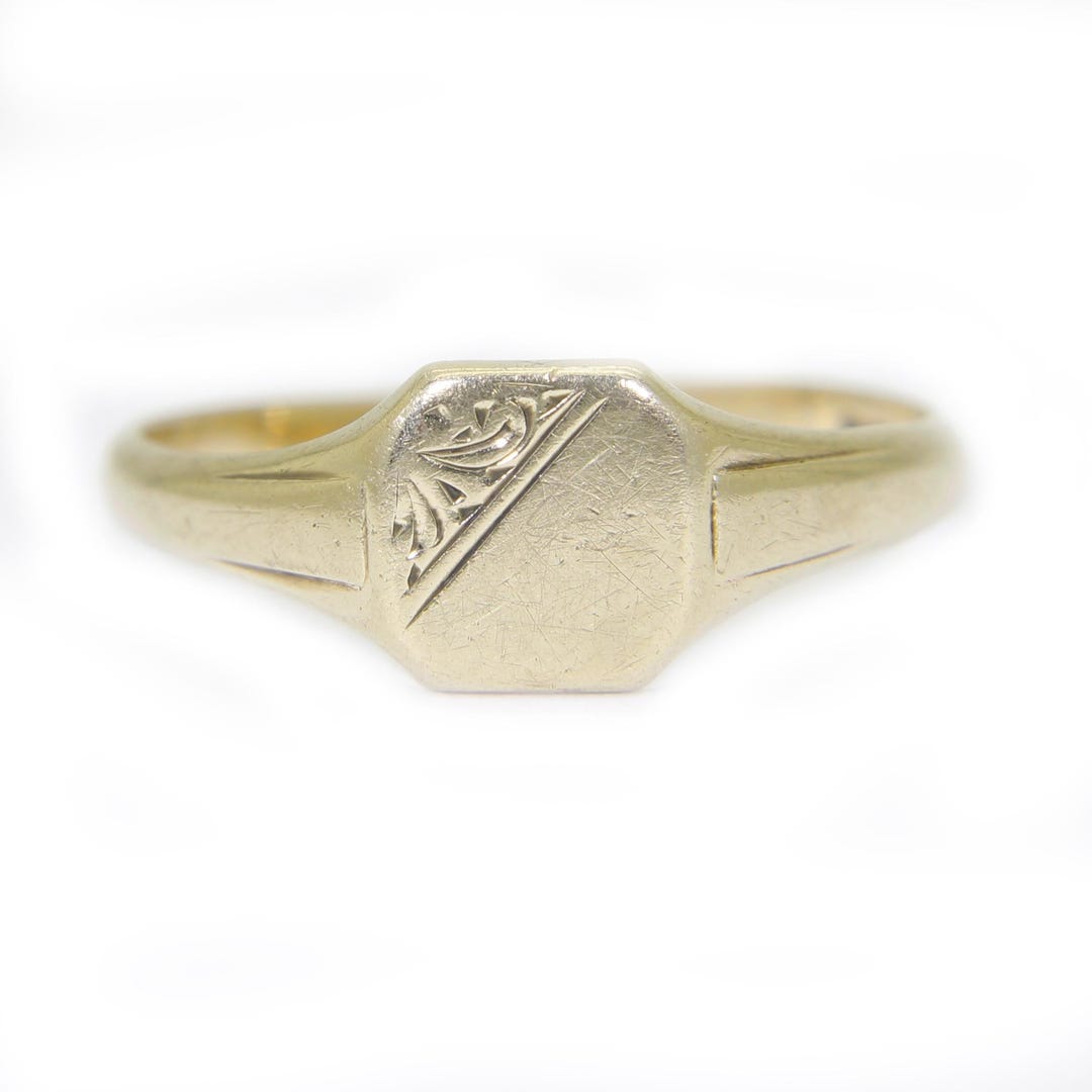 Vintage 9ct 9k Gold Signet Ring Size 8 1/4 - Q - Etsy