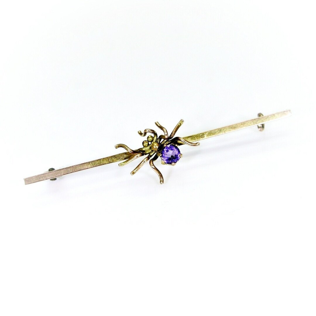 Art Deco 9ct 9k Rose Yellow Gold Spider Amethyst Brooch - Etsy