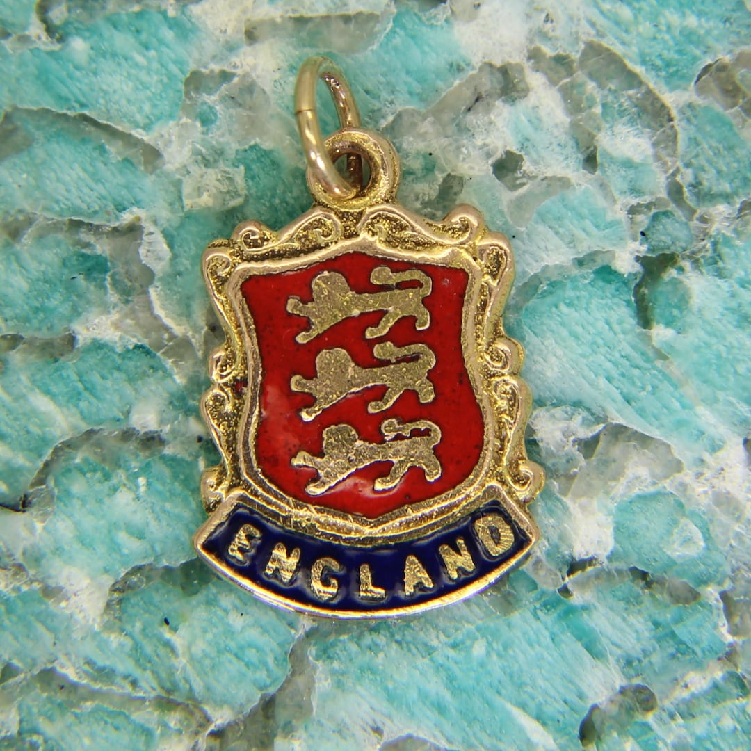 Vintage 9ct 9k Gold Enamel England Three Lions Shield Charm - Etsy