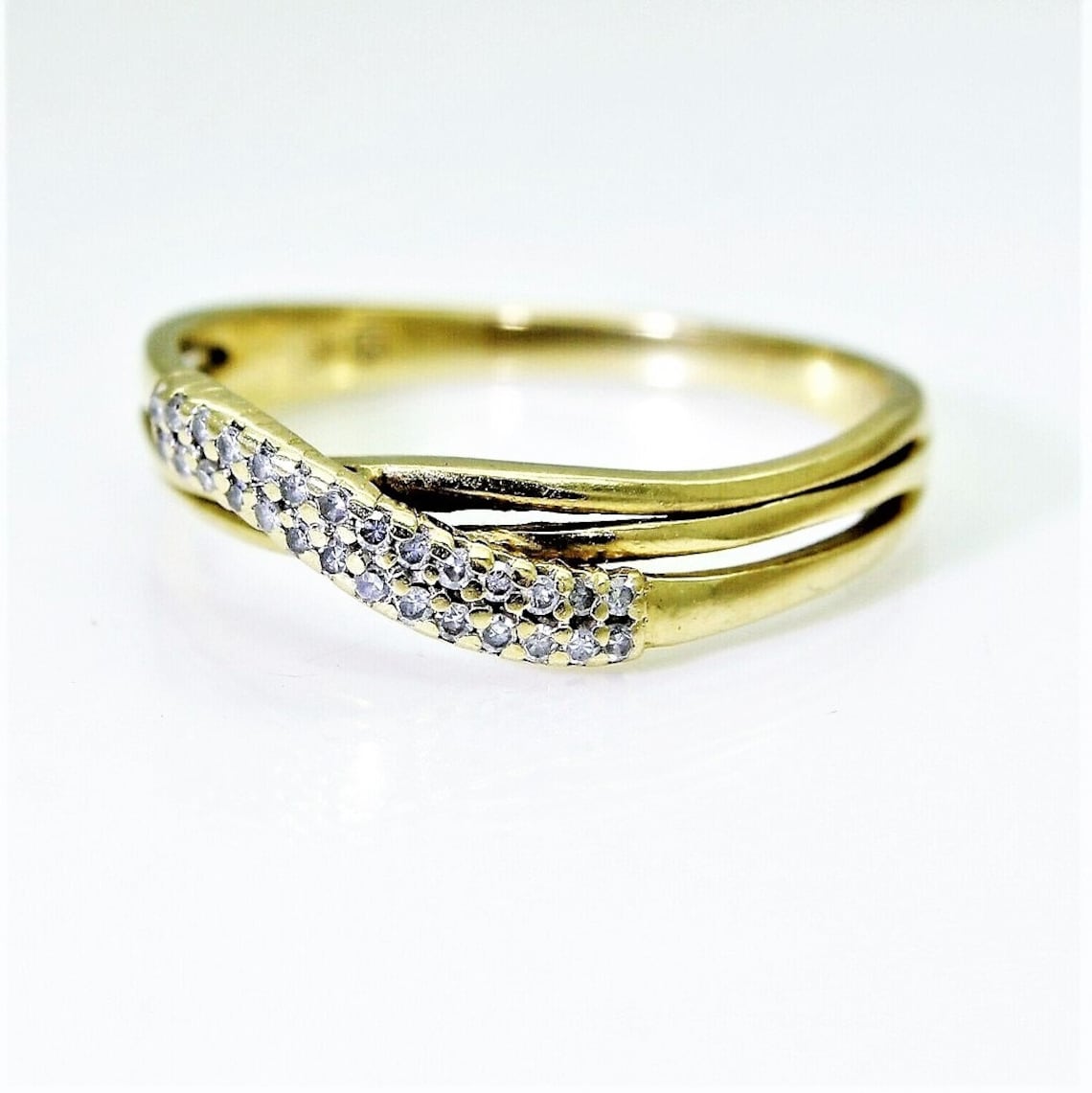 9ct 9k Gold Diamond Cross Over Ring Size 7 1/4 O - Etsy