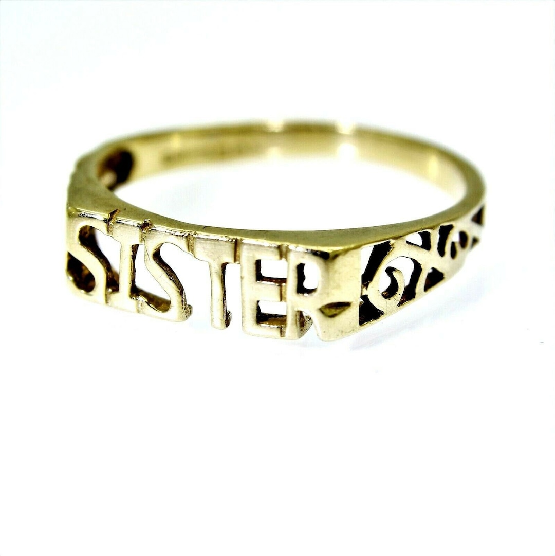 9ct 9k Yellow Gold Sister Ring Size 8 3/4 - R - Etsy
