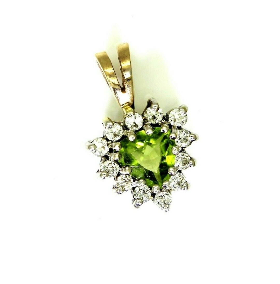 9ct 9k Gold Natural Peridot Heart Pendant - Etsy
