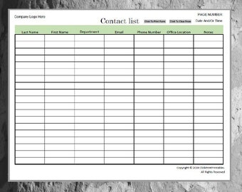 Simple Minimal Editable Contact List Template Downloadable Printable ...