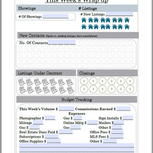 Real Estate Agent Planner Package Weekly, Monthly and Yearly Wrap up ...