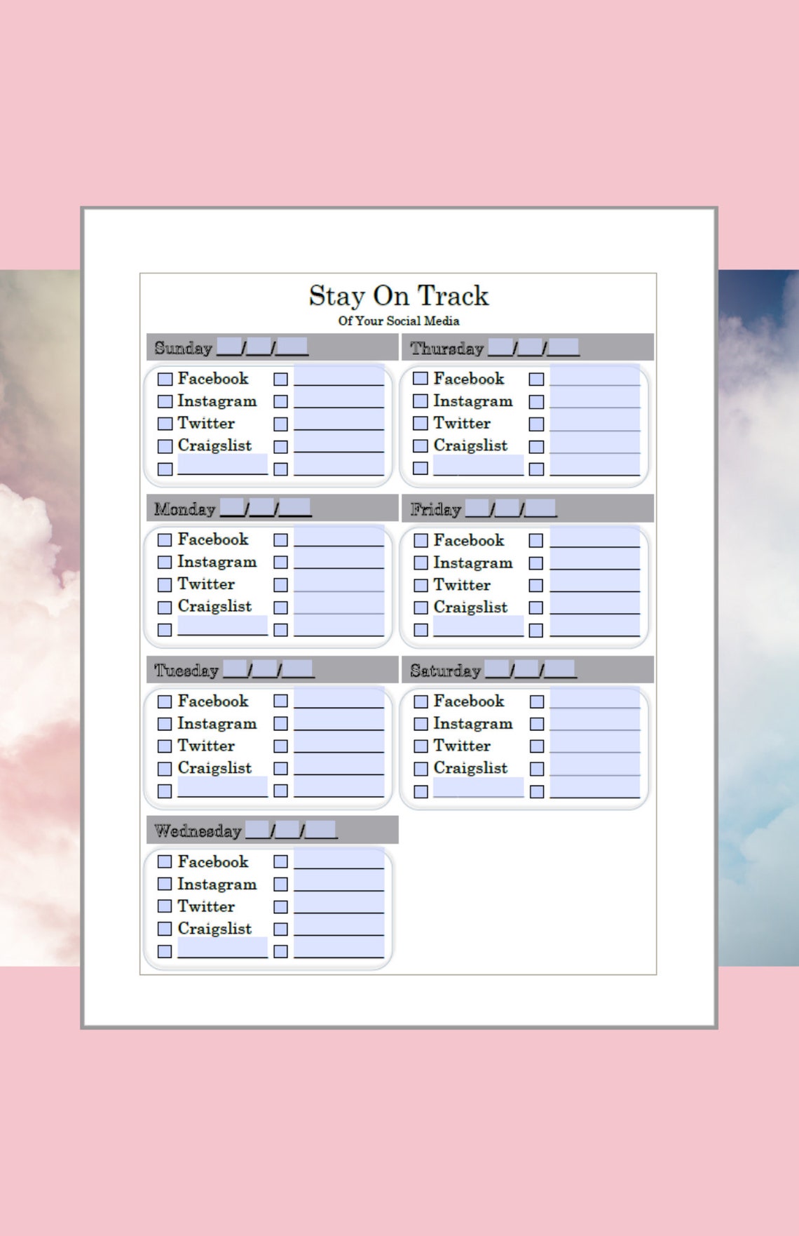 Real Estate Agent Weekly Social Media Tracker | Classic Happy Planner ...