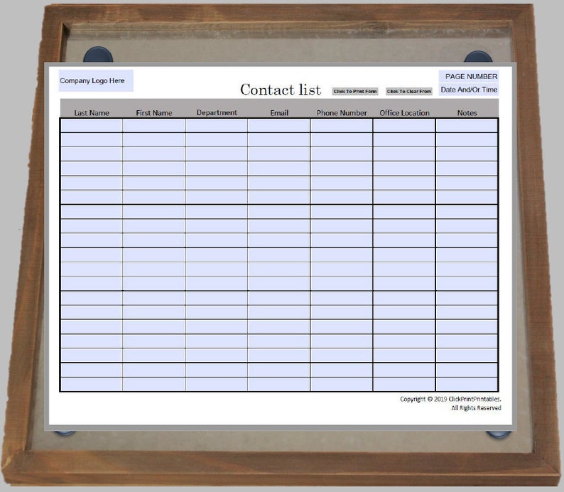 Simple Minimal Editable Contact List Template Downloadable Printable ...