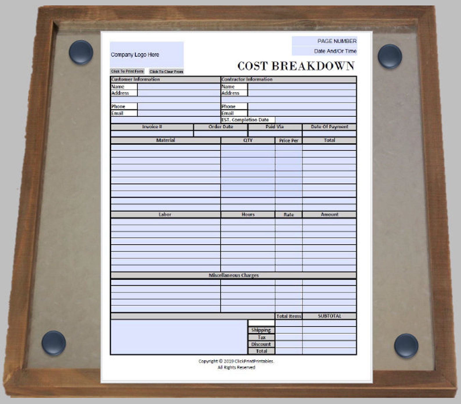 Construction Project Cost Breakdown Template Simple Minimal Editable ...