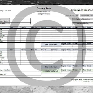 Employee Time Card (in Color Ink) -home Business -tracker-printable and ...