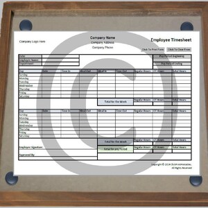 Employee Timesheet (in Color Ink)-home Business - Tracker-printable and ...
