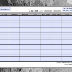 Simple Minimal Editable Contact List Template Downloadable Printable ...