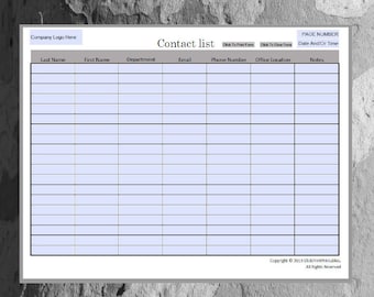 Simple Minimal Editable Contact List Template Downloadable - Etsy