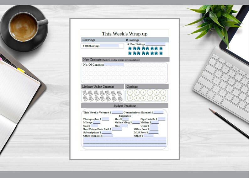 Real Estate Agent Planner Package Weekly, Monthly and Yearly Wrap up ...