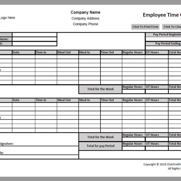 Employee Timesheet black and White Home Business-tracker-printable and ...