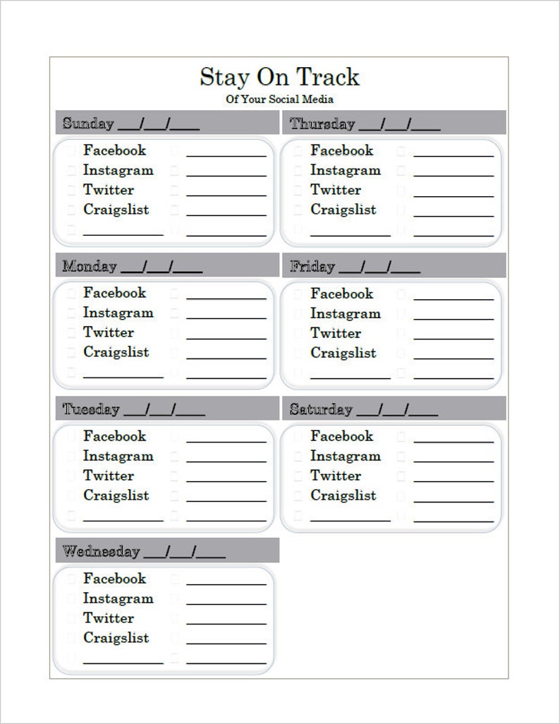 Real Estate Social Media Tracker | Weekly Planner (printable & Fillable ...