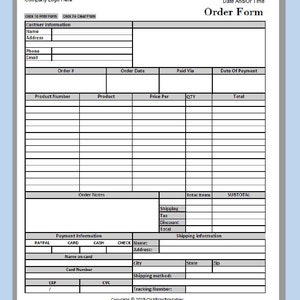 Simple Minimal Editable Order Form Template (black and White ...