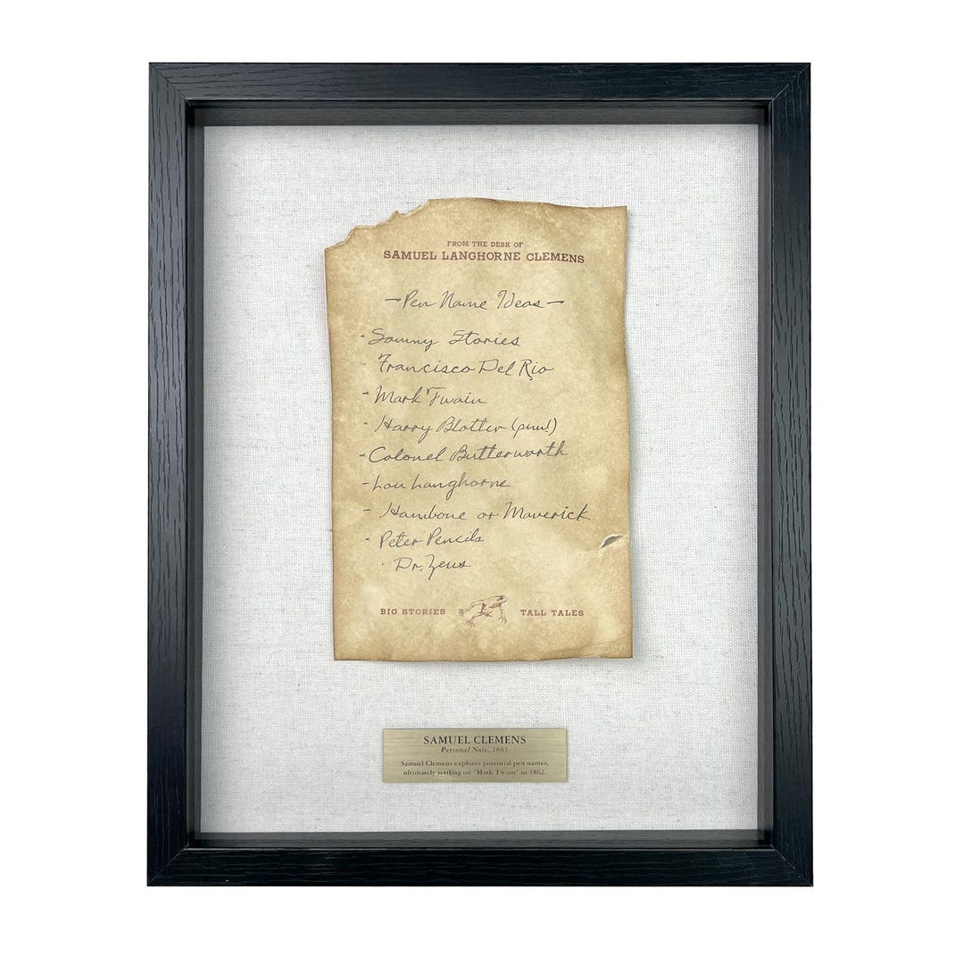 Parody of Samuel Clemens' List of Pen Names / Framed Artifact for Wall ...