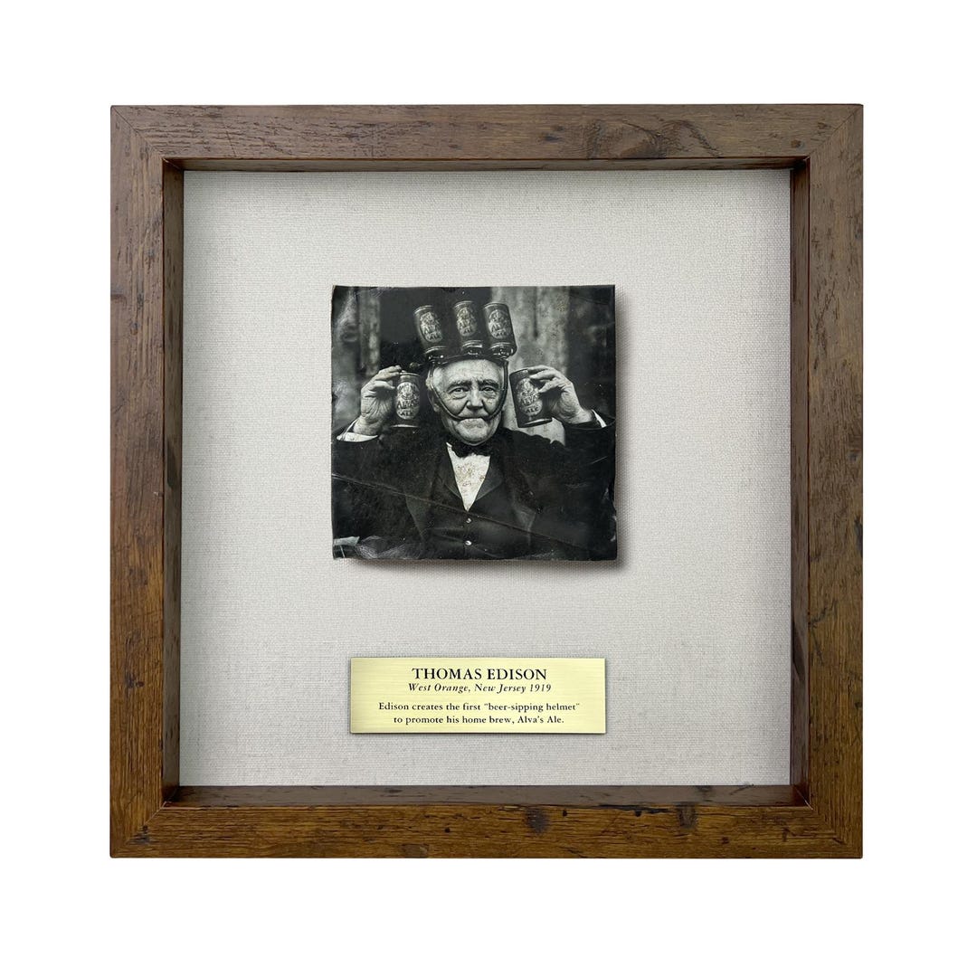 Parody of Thomas Edison's Beer Helmet Invention / Framed Artifact for ...