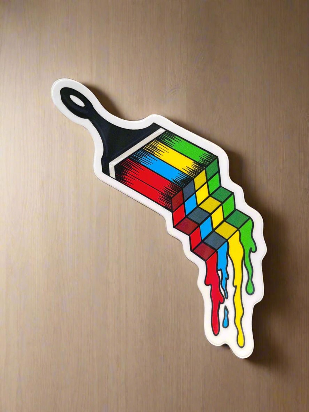 3D Optical Illusion Paintbrush Sticker, Colorful Vinyl Decal for ...