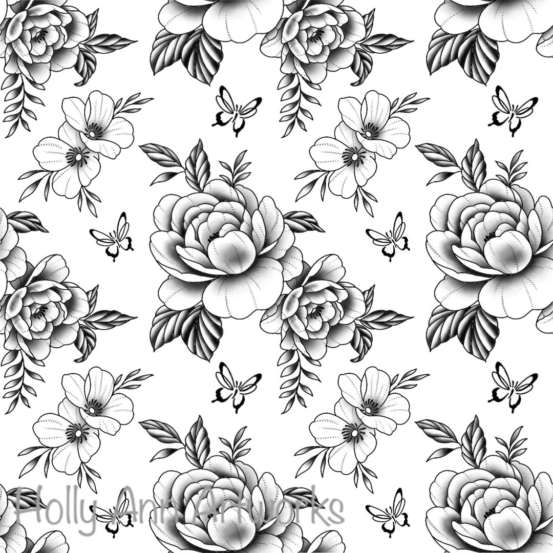 HANDMADE Gothic Floral Seamless Pattern | Dark Botanical Digital ...