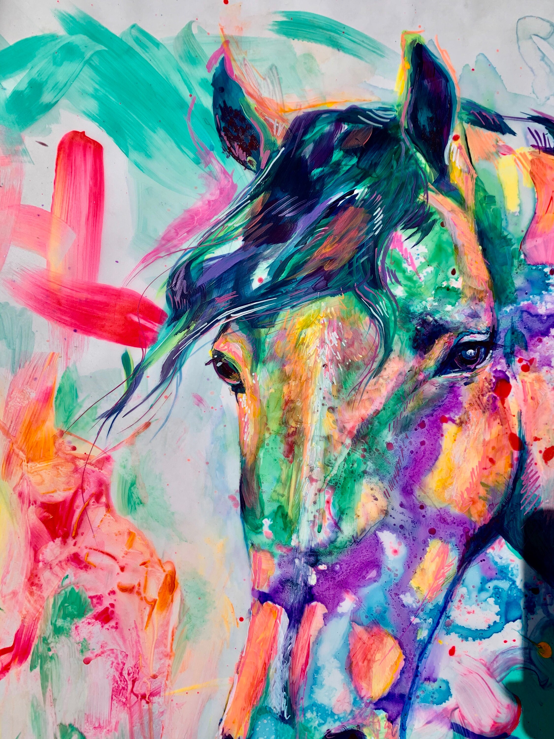 Original Colorful Abstract Horse Painting In Loose Expressive Etsy original-colorful-abstract-horse-painting-in-loose-expressive-etsy