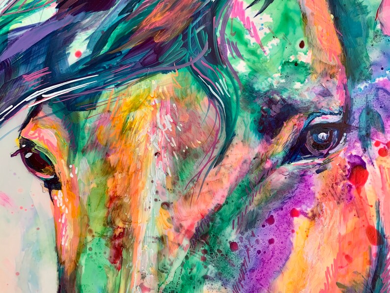 Colorful Abstract Horse Painting PRINT in Loose Expressive Style ...