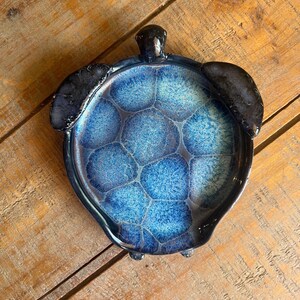 Handmade Turtle Spoon Rest With Unique Blue Shell Pattern Glaze - Ocean ...