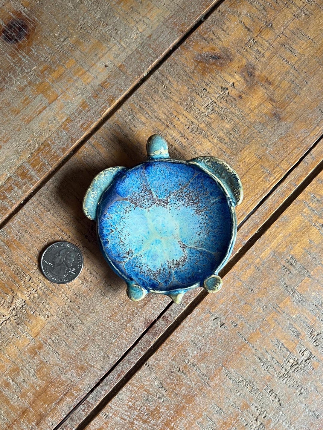 Handcrafted Turtle-shaped Ceramic Dish With Turtle Shell Pattern Glaze ...