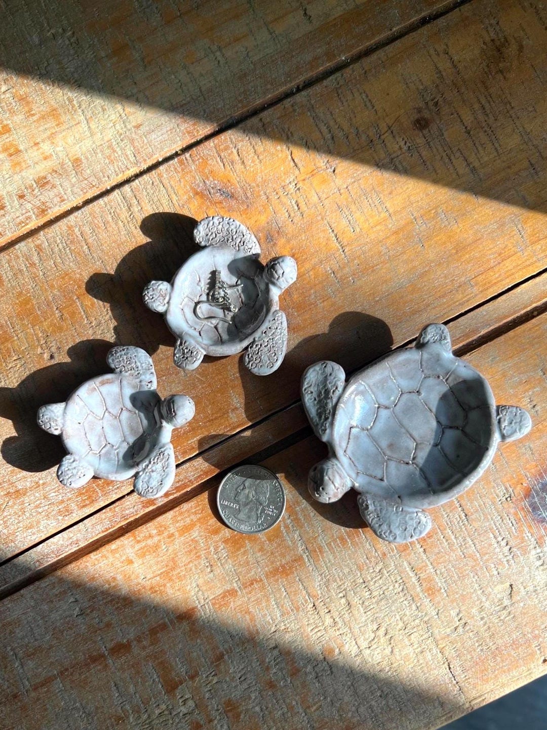 Handcrafted Ceramic Turtle Ring Dishes Set of 3 Tiny & Small Jewelry ...