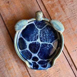 Handmade Turtle Spoon Rest With Unique Blue Shell Pattern Glaze - Ocean ...