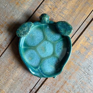 Handmade Turtle Spoon Rest With Unique Blue Shell Pattern Glaze - Ocean ...