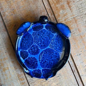 Handmade Turtle Spoon Rest With Unique Blue Shell Pattern Glaze - Ocean ...